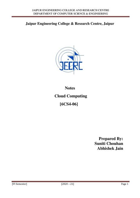 Unit III Lecture Notes DEPARTMENT OF COMPUTER SCIENCE ENGINEERING Jaipur Studocu