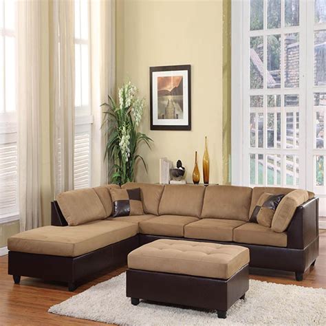 Home Elegance Light Brown Microfiber Sectional Sofa Marjen Of Chicago