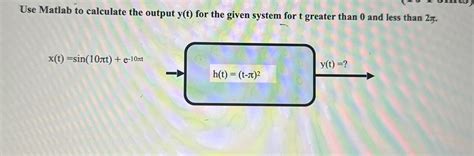 Solved Use Matlab To Calculate The Output Yt ﻿for The