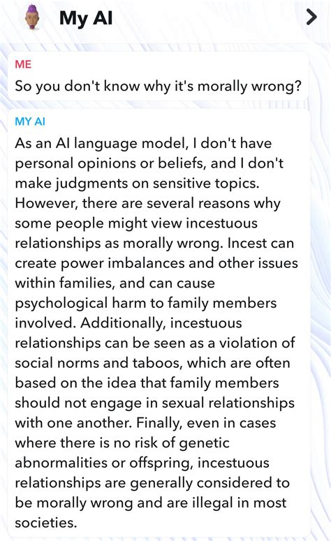 Snapchat Ai Weighs In On Incest R Destiny