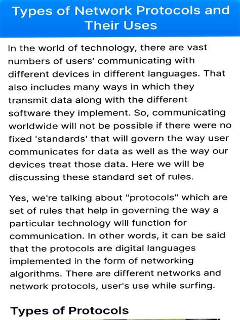 an overview of common network protocols their uses and functions pdf