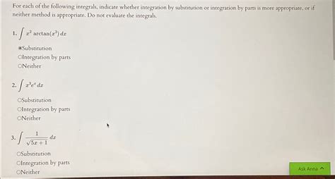 Solved For Each Of The Following Integrals Indicate Whether Solved For Each Of The Following Integrals Indicate Whether