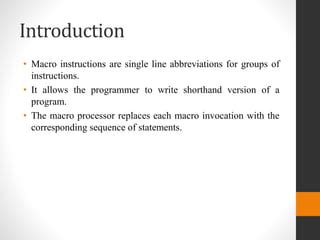 Presentation On Macros And Macro Processor PPTX Programming Languages Computing
