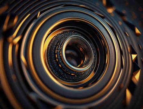 Premium Ai Image Concentric Golden Rings Shapes Abstract Geometric Background Created With