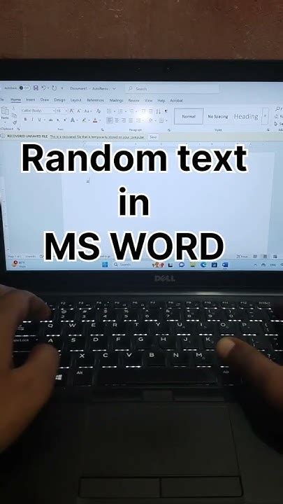 How To Generate Random Text In Ms Word Insert Random Text In Ms Word Shorts Ytshorts