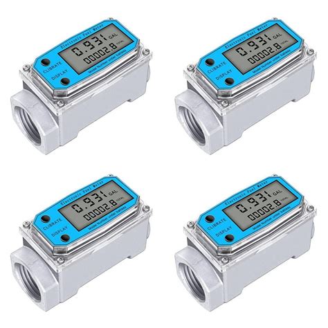 4x Digital Turbine Water Flow Meter Digital Lcd Display With Npt Counter And Fnpt Thread Gas Oil