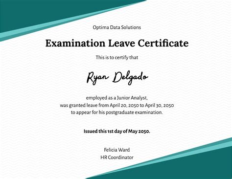 Free Leave Certificate For Visa Application Template To Edit Online