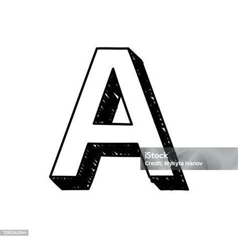 손으로 그린 기호입니다 큰 영어 편지 A 손으로 그린 흑백 로마 알파벳 문자 타이포그래피 기호의 벡터 일러스트 로고 아이콘으로 사용할 수 있습니다 개념에 대한 스톡 벡터