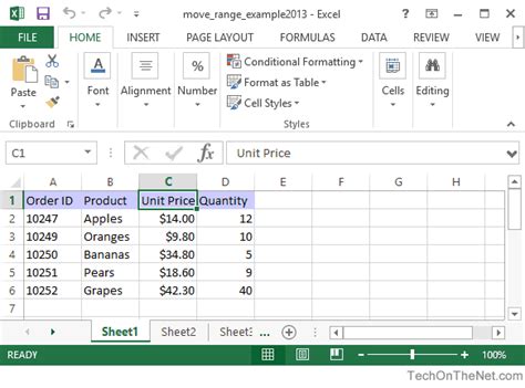 Ms Excel 2013 Move A Range