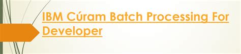 Ibm Cúram Batch Processing For Developer Knowledgewala