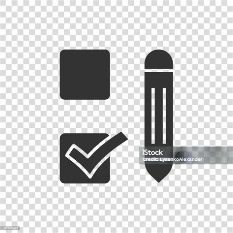 플랫 스타일로 체크리스트 문서 아이콘입니다 흰색 격리 된 배경에 대한 측량 벡터 그림입니다 선택 비즈니스 개념을 표시합니다 0명에 대한 스톡 벡터 아트 및 기타 이미지