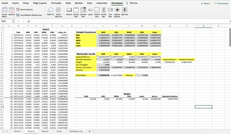 Vba Automatic Solving Markowitz In Excel Stack Overflow