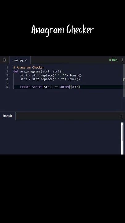 Anagram Checker In Python Python Shortsfeed Shorts Youtube