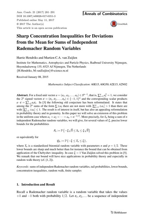Pdf Sharp Concentration Inequalities For Deviations From The Mean For