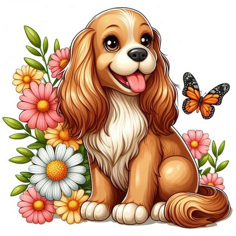 Premium Vector Cocker Spaniel Dog Vector Cartoon Illustration
