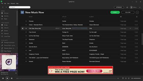 spotify free ads causes browser to launch on malware virus websites spotify