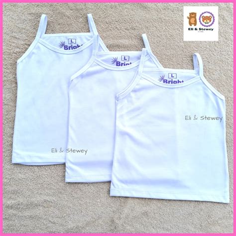 Brennys Closet 3pcs White Plain Spaghetti Sando For Girls 0 To 9 Years