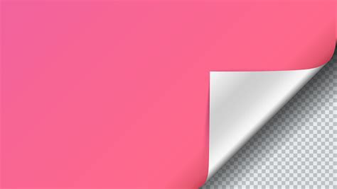 종이의 빈 시트에 그림자 페이지 컬 벡터의 그림자와 함께 색종이 드러 클로즈업 투명 한 배경에 고립입니다 종이 스티커 수평 3d