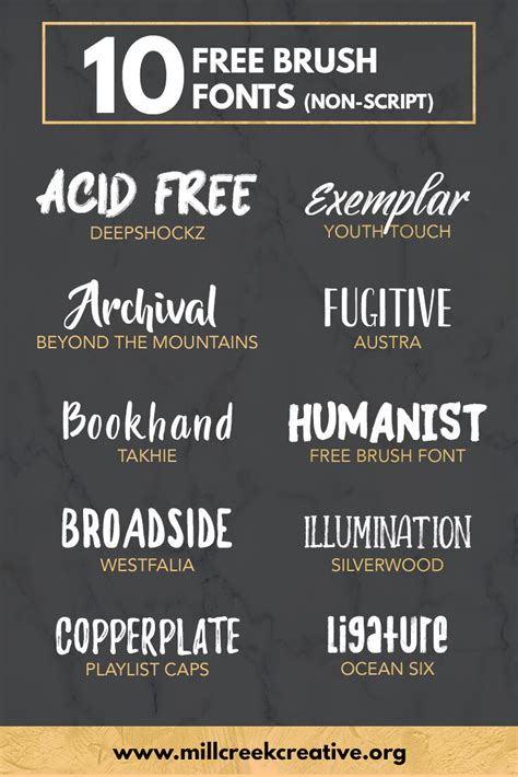 10 Free Non Script Brush Fonts — Mill Creek Creative
