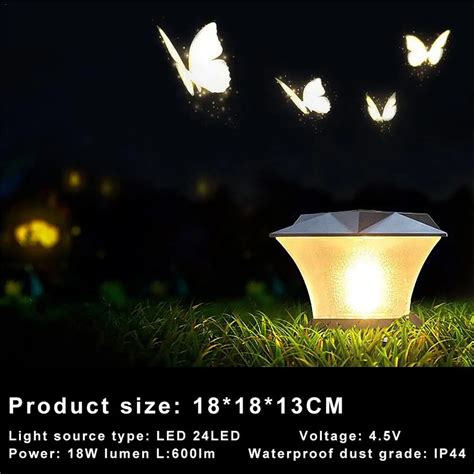 24 светодиода супер яркий круглый Солнечный столб лампа сад освещение Настенный дверной столб