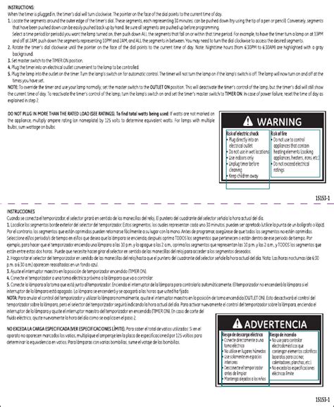 Ge Appliances Plugin Mechanical Timer Owners Manual