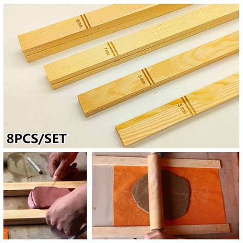 8pcsset Mud Roller Mud Guide Wooden Strip Mud Plate Forming Supplies