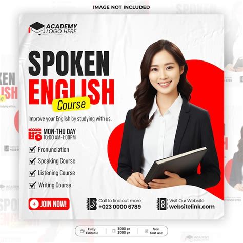 Premium Psd Spoken English Course Social Media Post Design Template