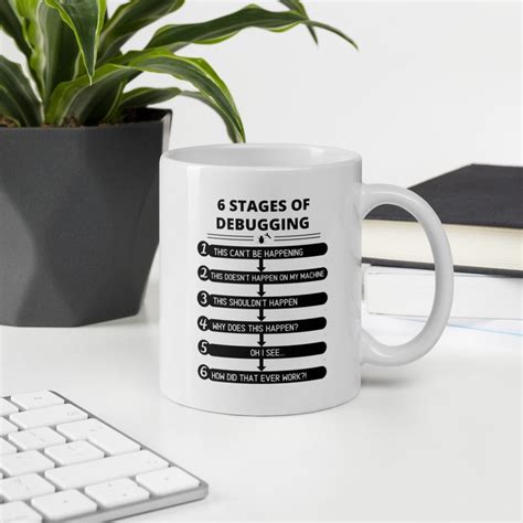 6 stages of debugging programmer mug 11oz funny programming coffee mug