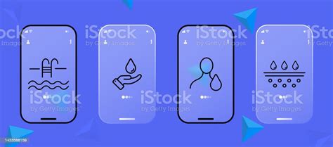 물 세트 아이콘입니다 액체 손에 방울 아쿠아 마시고 증발 남자 갈증 식수 검색 물을 절약하십시오 H2o 개념 유리 형태론 Ui