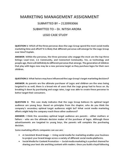 Marketing Management Assignment Pdf Target Audience Social Media