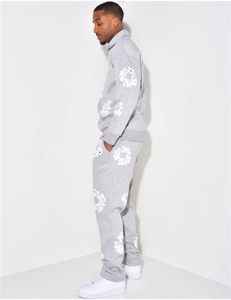 Ensemble Jogging Et Sweat à Zip Motifs Fleurs