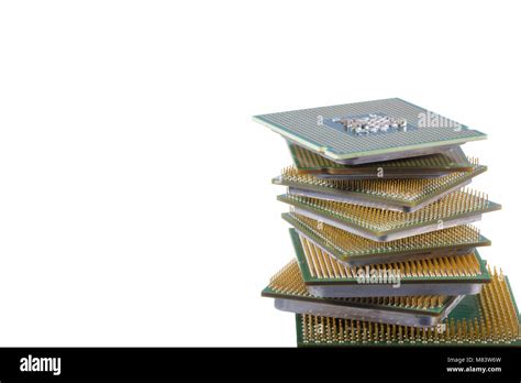 Microprocessors Stacked One On The Other Closeup And Isolated Stock Photo Alamy