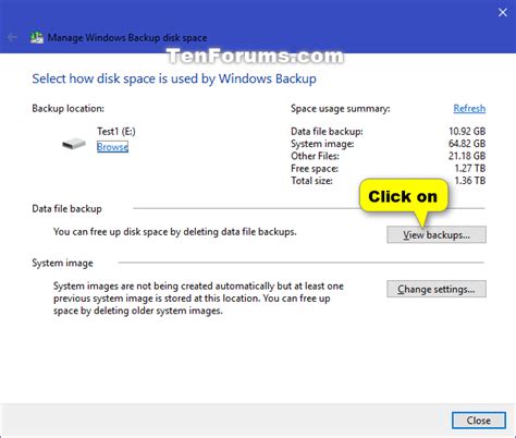 Manage Space For Windows Backup In Windows 10 Tutorials