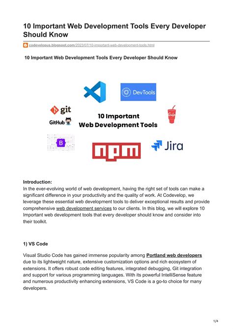 10 Important Web Development Tools Every Developer Should Knowpdf