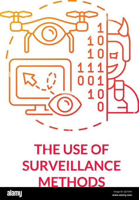 Use Of Surveillance Methods Red Gradient Concept Icon Stock Vector