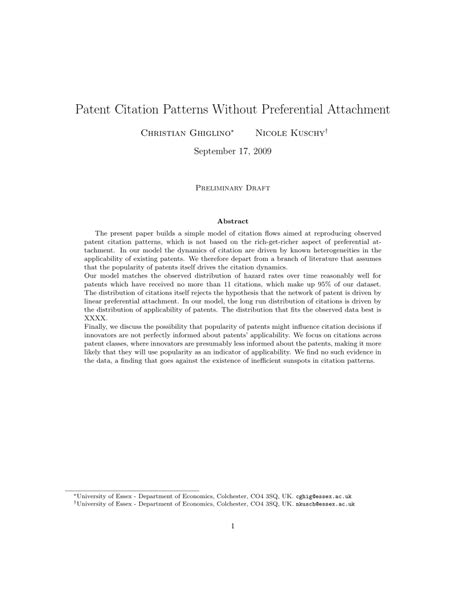 Pdf Patent Citation Patterns Without Preferential Attachment