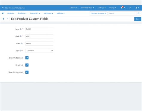 CS Cart Product Custom Field