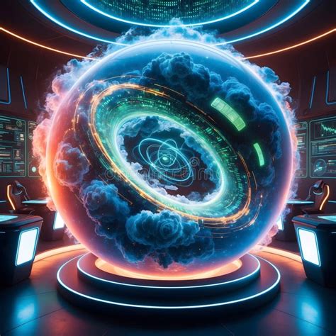 A Futuristic Spherical Data Vortex Generated Event Horizon Singularity Anomaly Illustration