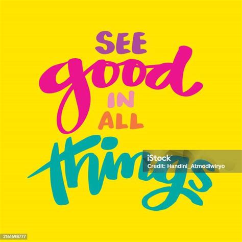 모든 것에서 선을 보아라 손으로 그린 글자 벡터 일러스트 레이 션 개념에 대한 스톡 벡터 아트 및 기타 이미지 개념 개념과 주제 긍정적인 감정 표현 Istock