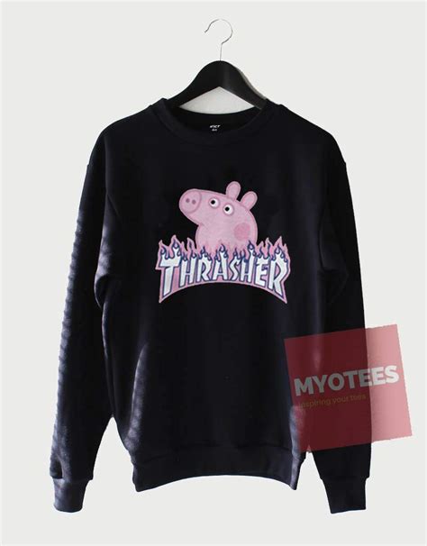 Peppa Pig X Thrasher Flame Parody Sweatshirt Myotees