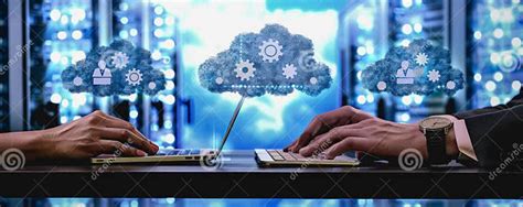 A Person Interacting With A Digital Cloud Interface Symbol Icon Computing And Technology Stock