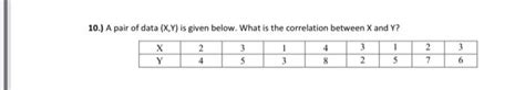 solved 10 a pair of data x y is given below what is the