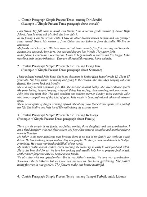 Contoh Paragraph Simple Present Tense Pdf Camping