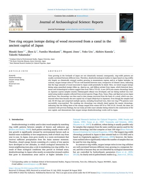 PDF Tree Ring Oxygen Isotope Dating Of Wood Recovered From A Canal In The Ancient Capital Of Japan