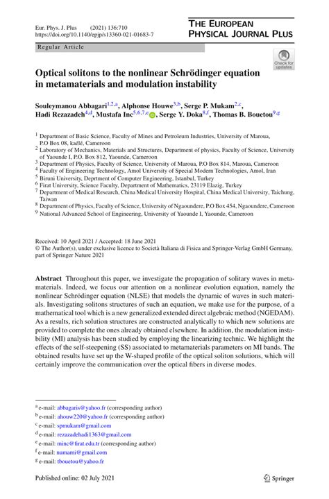 Pdf Optical Solitons To The Nonlinear Schrödinger Equation In