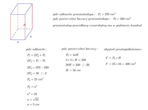 Oblicz Pole Powierzchni Graniastosłupa Prawidłowego Czworokątnego