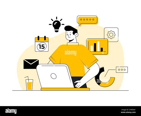 Multitasking Businessman Doing Many Tasks At The Same Time Concept