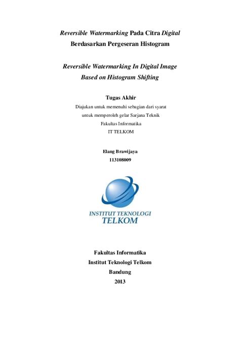 Pdf Reversible Watermarking Pada Citra Digital Berdasarkan Pergeseran Histogram