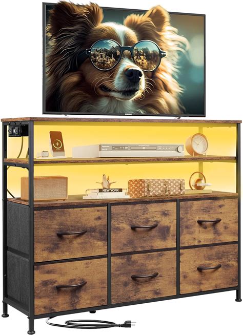 Led Dresser Tv Stand For Bedroom Entertainment Center With Led Lights