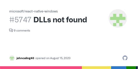 DLLs Not Found Issue Microsoft React Native Windows GitHub